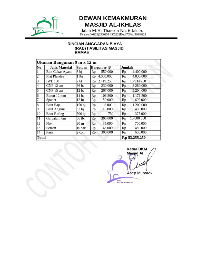 3. contoh_RAB (Pembangunan dan Rehab) | PDF