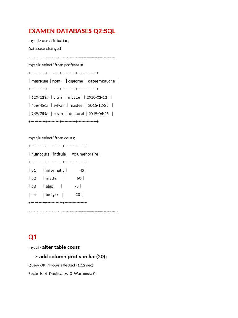 EXAMEN DATABASES Q2 sql_022937 | PDF