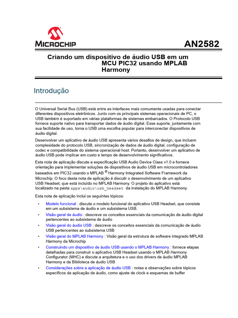 Criando Um Dispositivo de Áudio USB em Um MCU PIC32 Usando MPLAB Harmony | PDF | USB | Codec