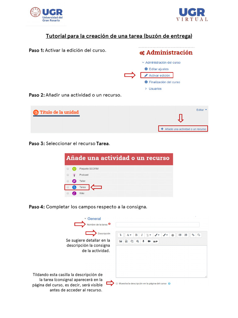 Tutorial para La Creación de Una Tarea (Buzón de Entrega) | PDF