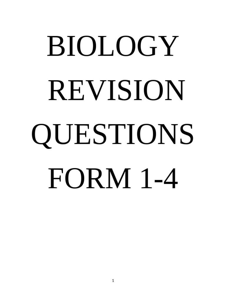 Biology Revision Questions for Forms 1-4 | PDF | Biology
