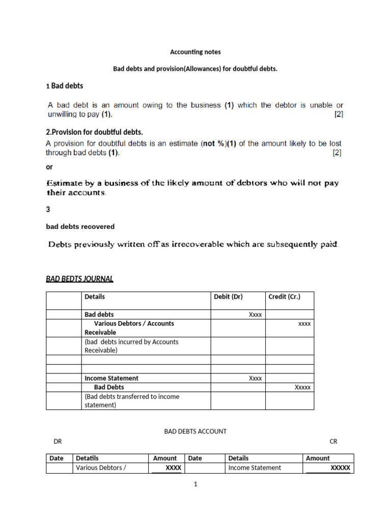 Doubtful Debts Accounting Guide | PDF | Debits And Credits | Bad Debt