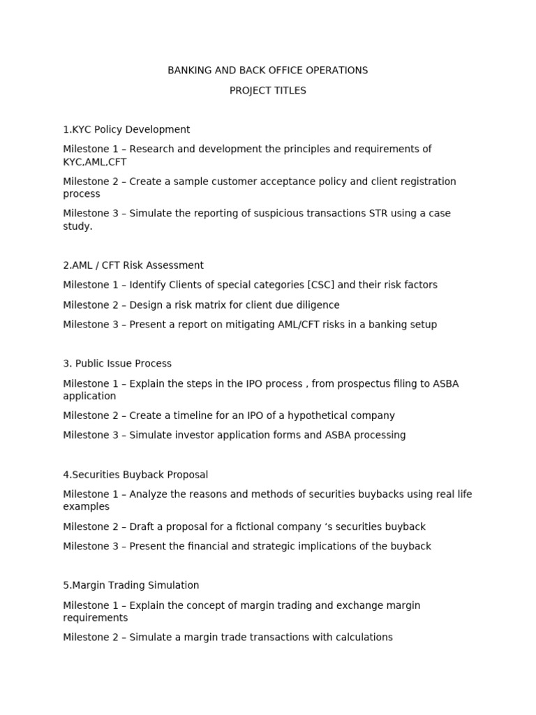 Project Titles - NM - Banking and Back Office Operations | PDF | Mutual ...