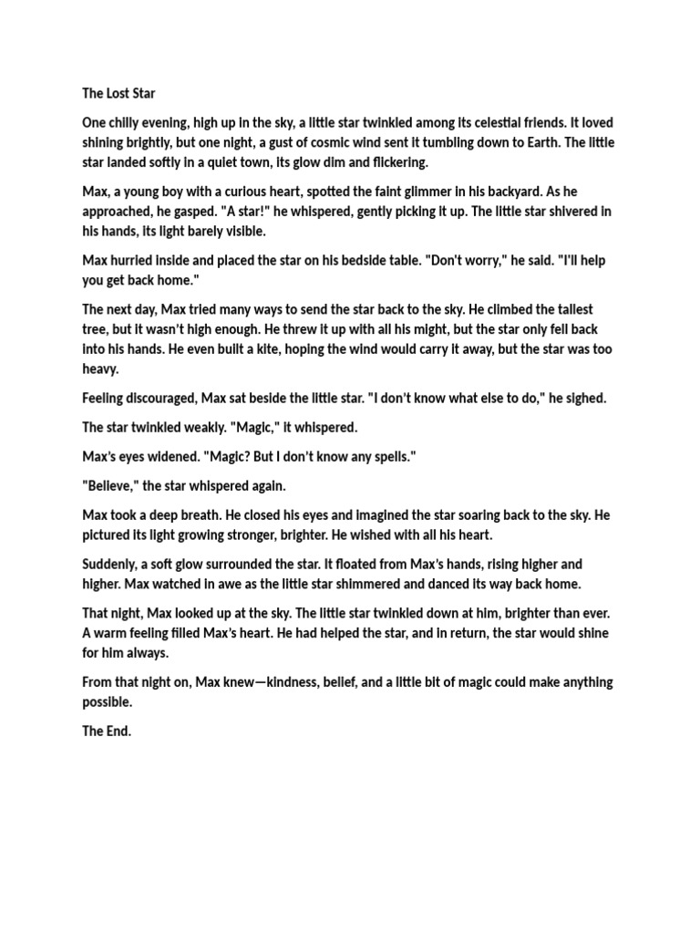 Max and the Lost Star's Journey | PDF