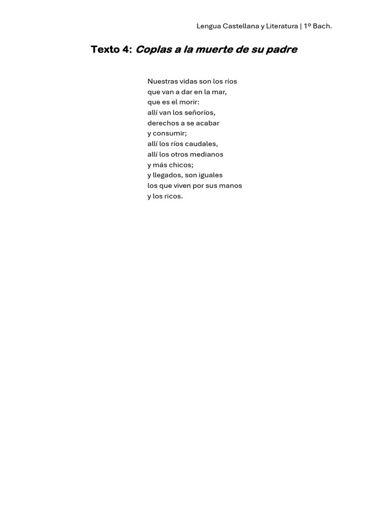 Texto 4 - Coplas A La Muerte de Su Padre | PDF