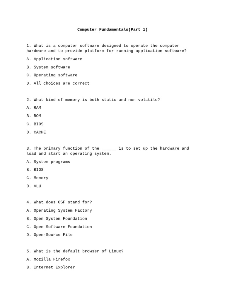 Computer Fundamentals Part 1 | PDF | Computer Data Storage | Operating System