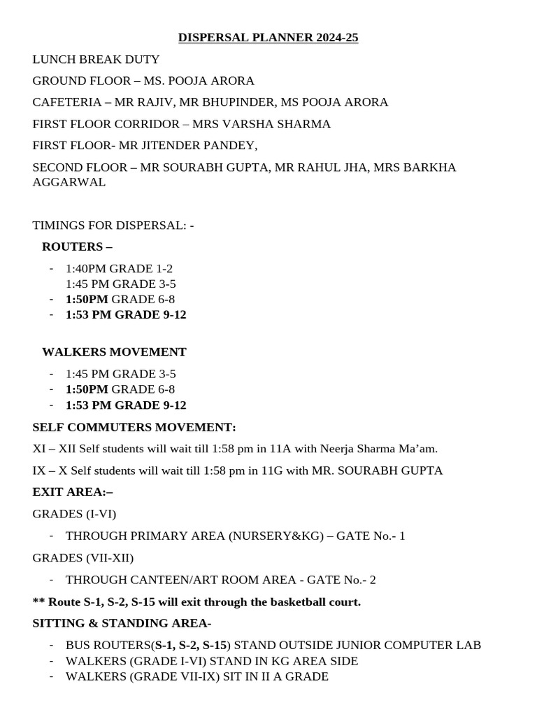 Dispersal Planner 2024-25 | PDF