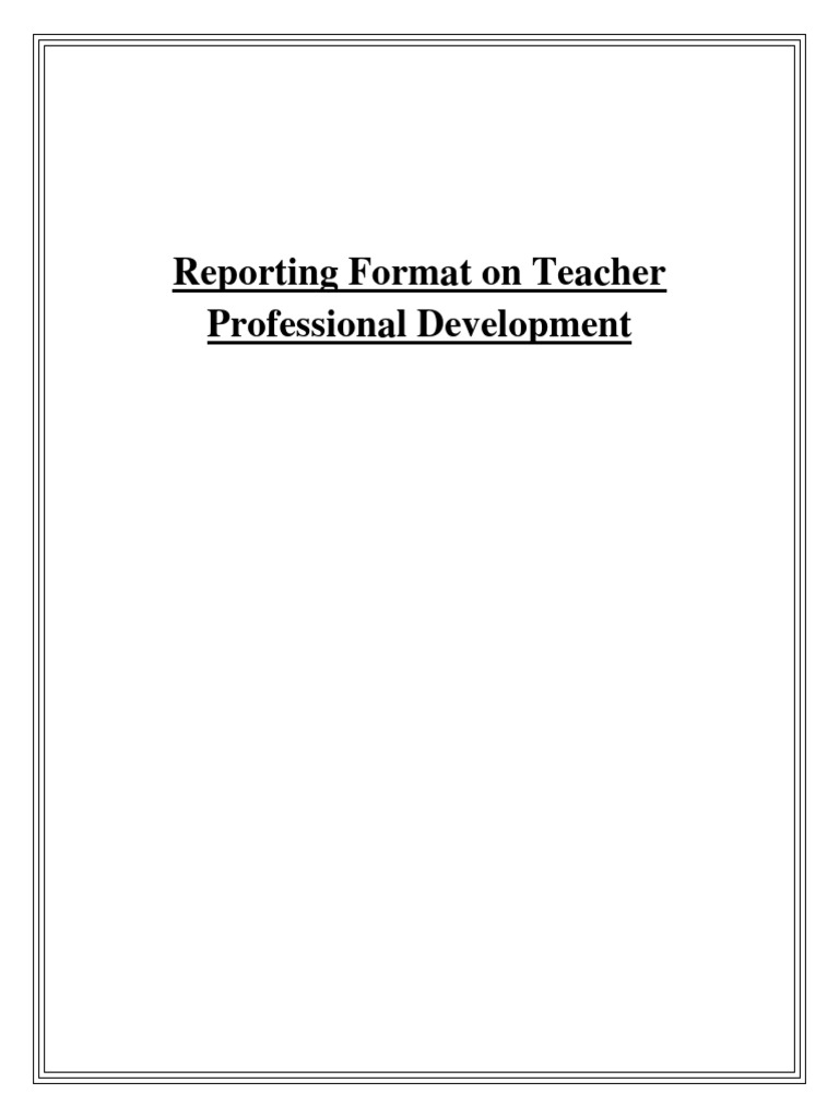Draft - Reporting Format - Teacher Training - 0 | PDF | Methodology ...