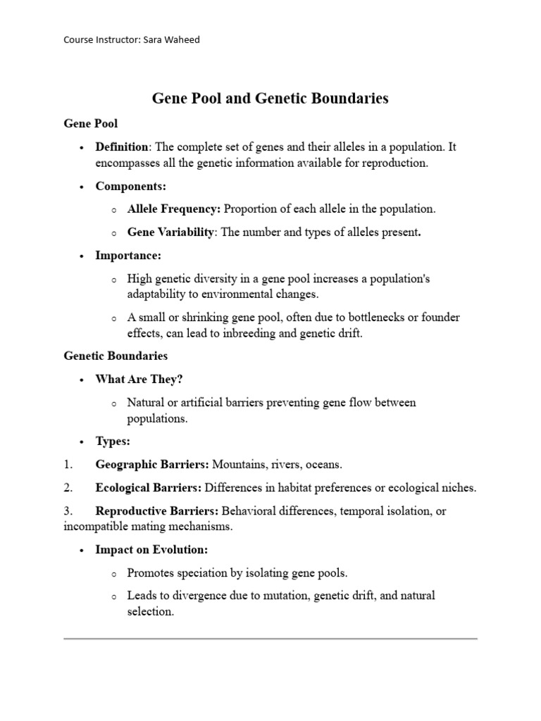 Gene Pool, Boundaries, and Conservation Insights | PDF | Cloning ...