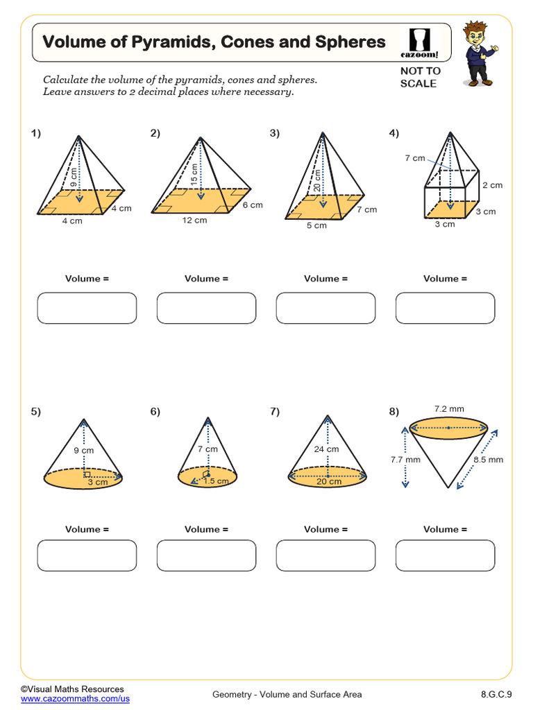 Cazoom Math. Volume and Surface Area. Volume of Pyramids Cones and ...