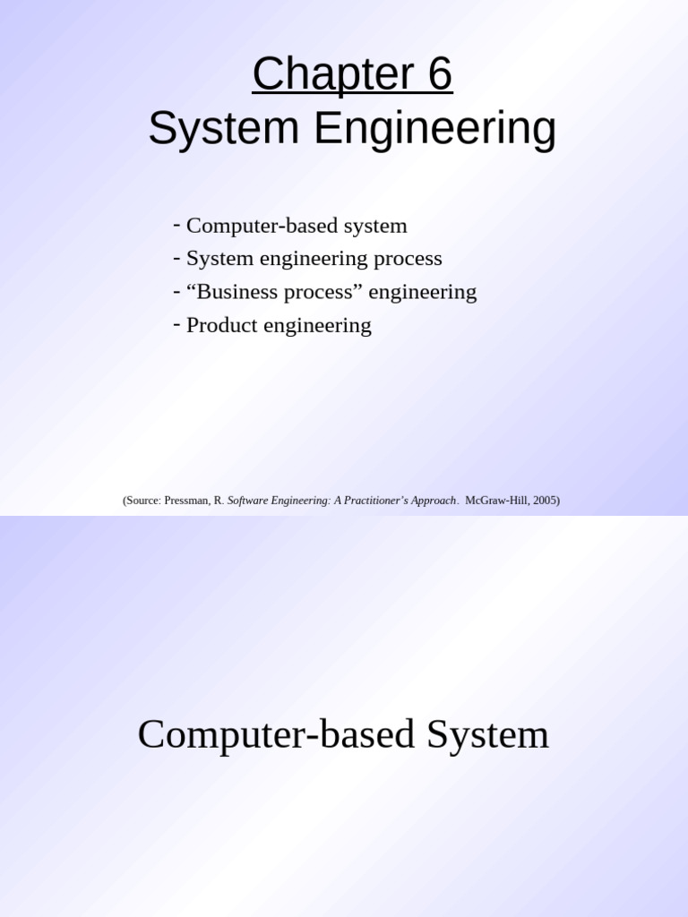 Pressman CH 6 System Engineering | PDF | System | Conceptual Model