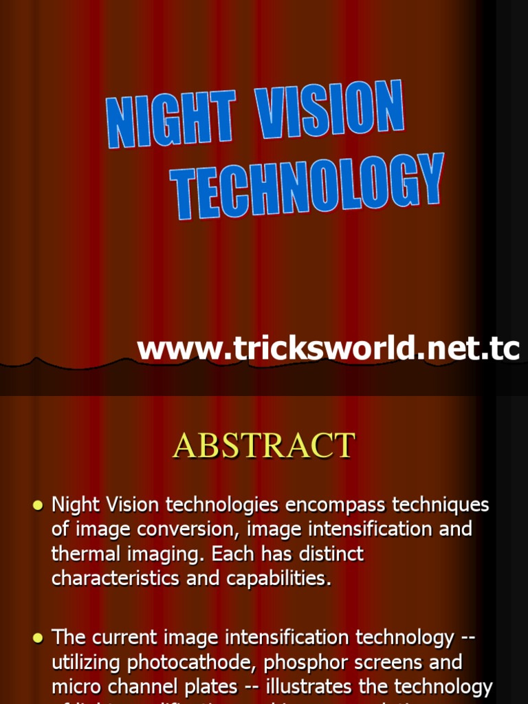 Night Vision Technology Seminar Presentation | PDF | Electromagnetic ...