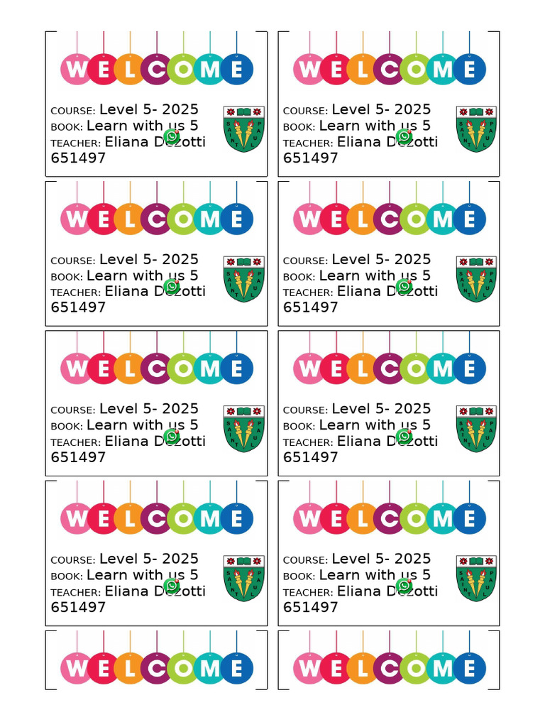 Welcome - Level 5 | PDF