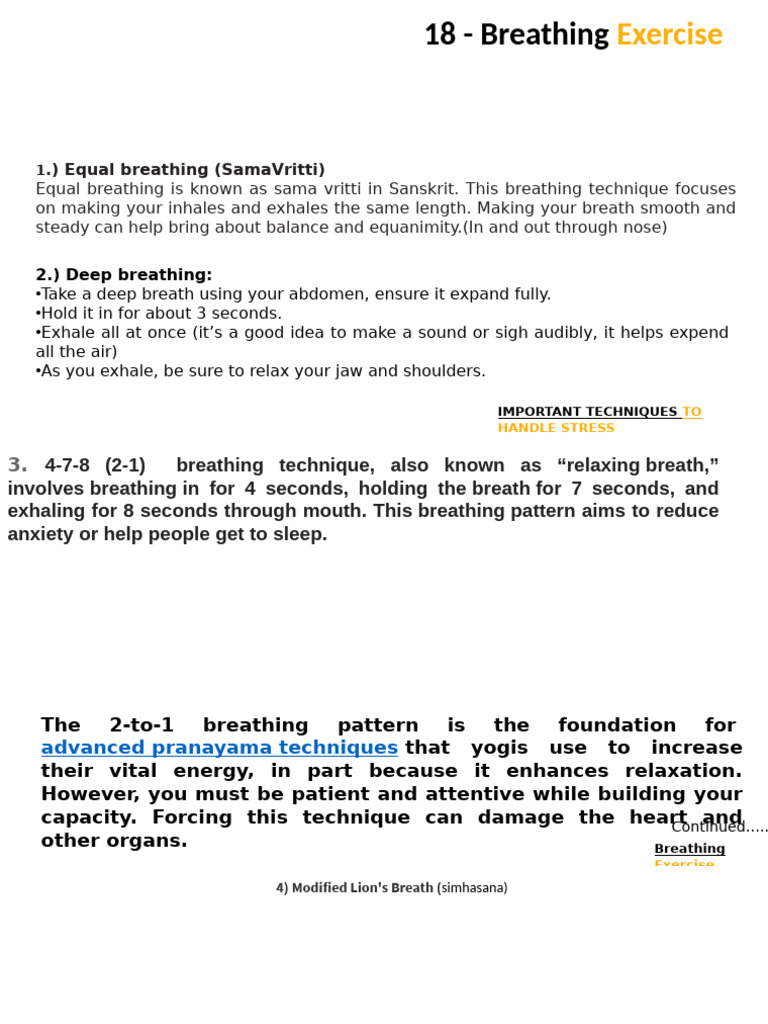 5 Breathing Techniques & Relaxation | PDF | Breathing | Relaxation ...
