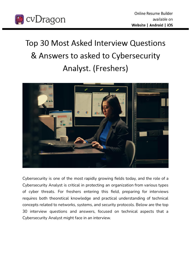 Cybersecurity Analyst - Top 30 Interview Q&A | PDF | Security ...