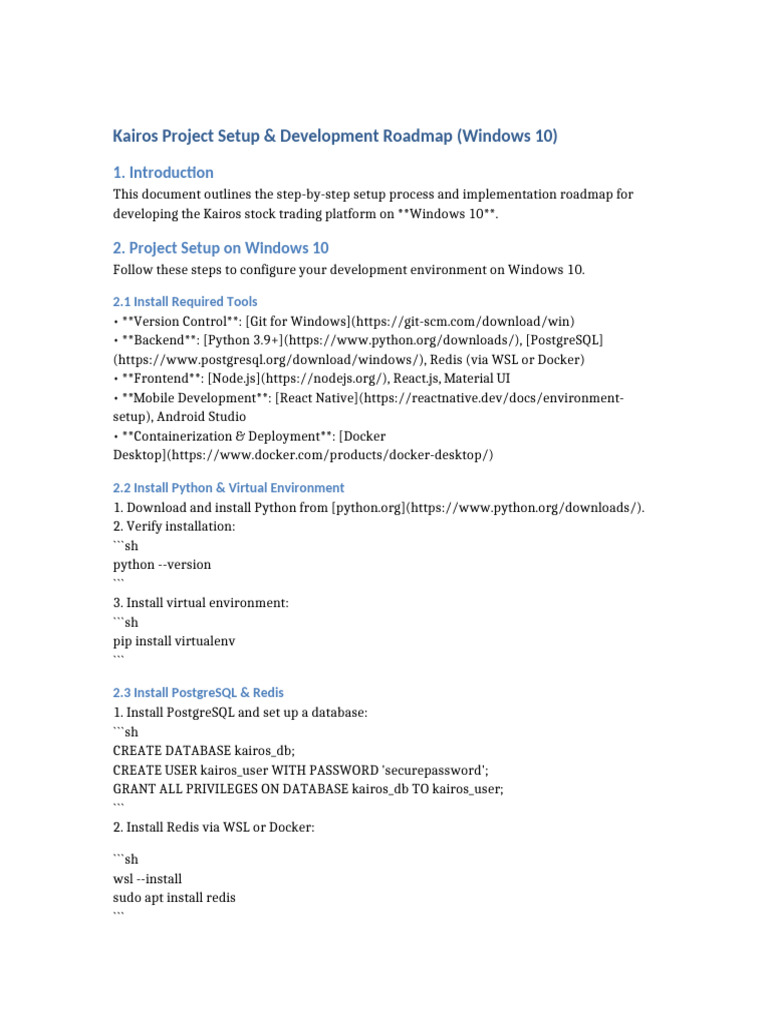 Kairos Project Setup for Windows 10 | PDF | Windows 10 | Microsoft Windows