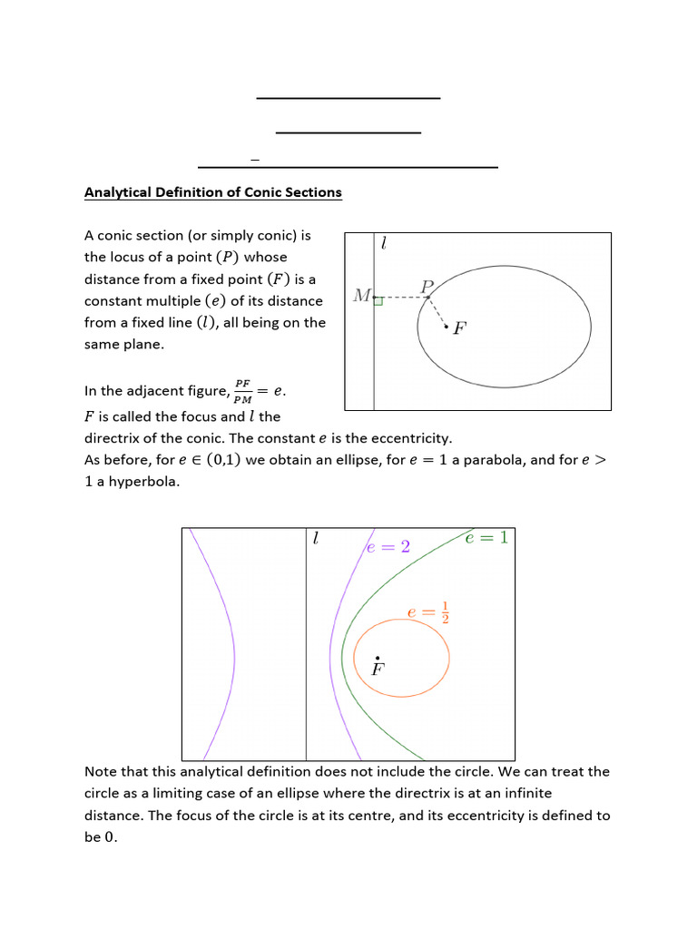 CLASS XI Gist Parabola, Ellipse, Hyperbola | PDF | Ellipse | Perpendicular