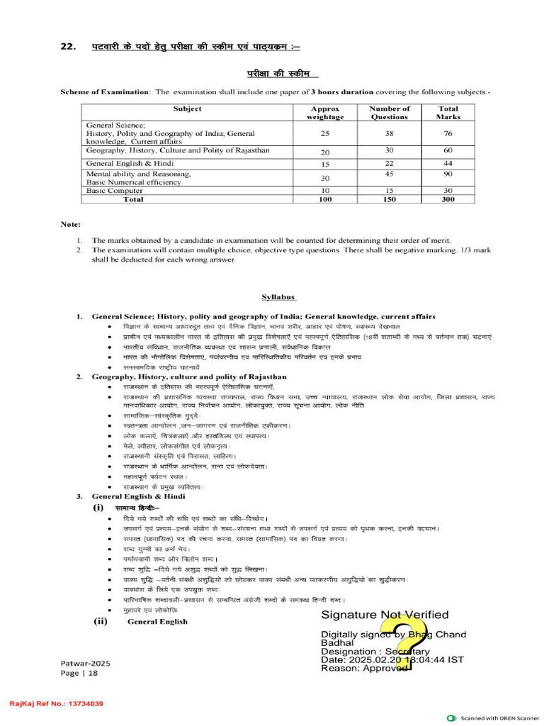 Patwari Syllabus | PDF