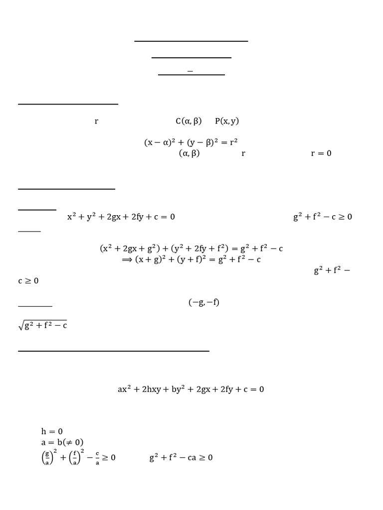 Mathematics Gist of CLASS XI Circle. | PDF | Circle | Equations