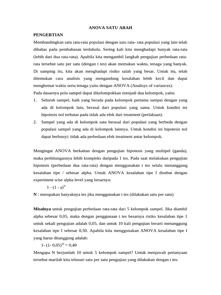 Anova Satu Arah | PDF