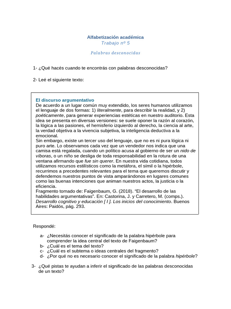 5 - Palabras Desconocidas | PDF | Aprendizaje | Lógica
