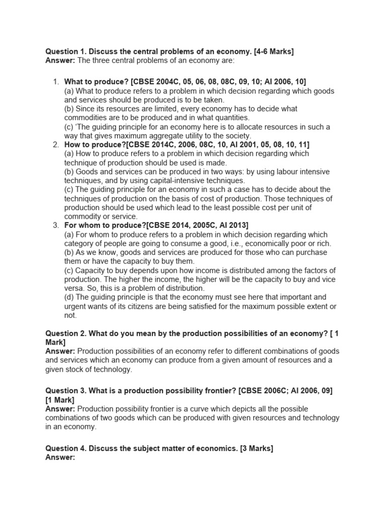 Qs and As Introduction Microeconomics Unit 1 | PDF | Microeconomics ...