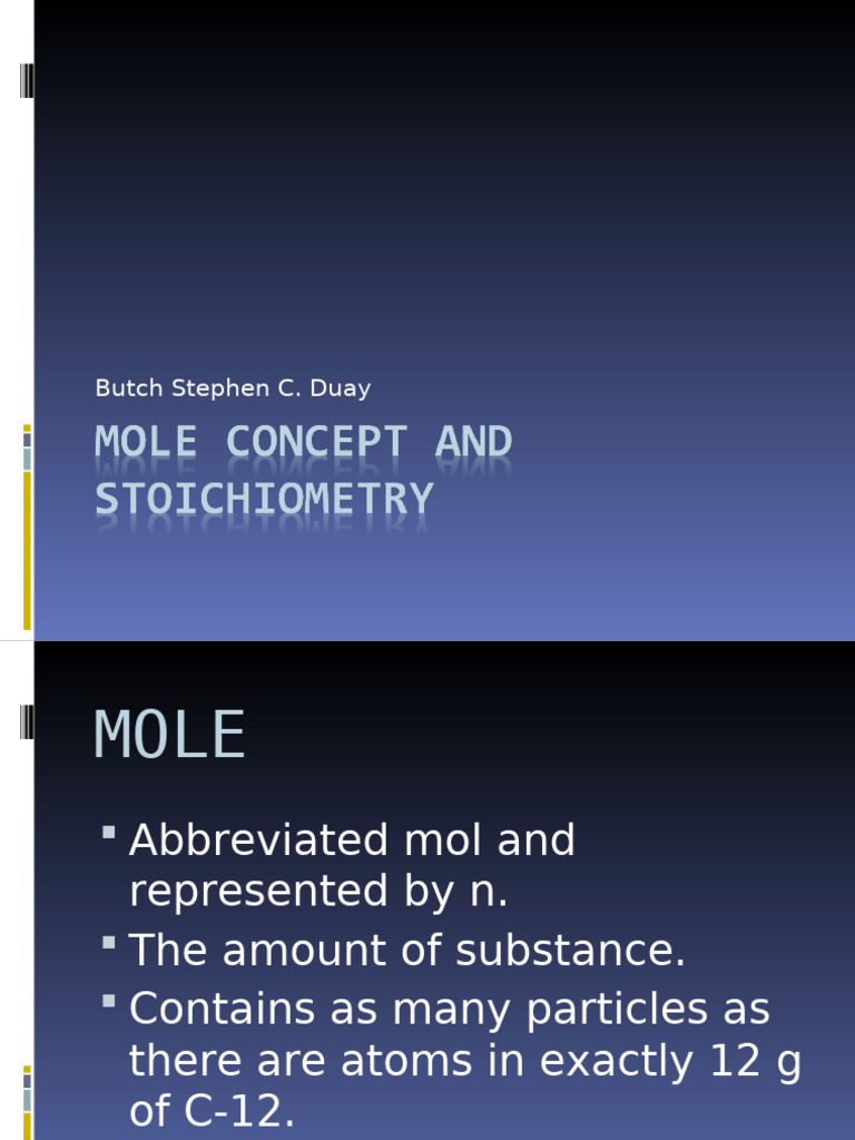 Mole Concept and Stoichiometry | PDF | Stoichiometry | Mole (Unit)