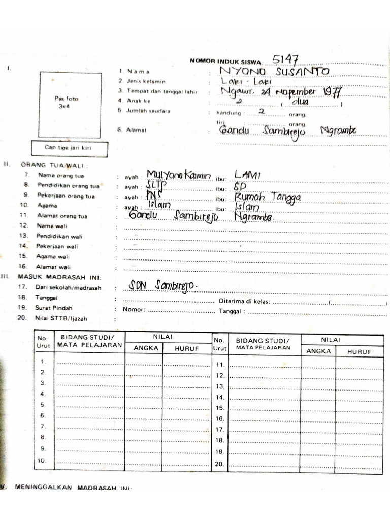 Format Buku Induk | PDF