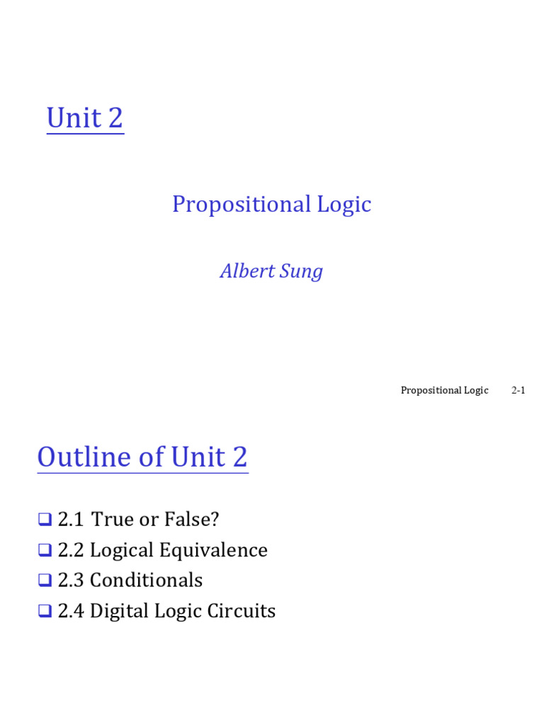 Unit2 Propositional Logic | PDF | Logic Gate | Logic