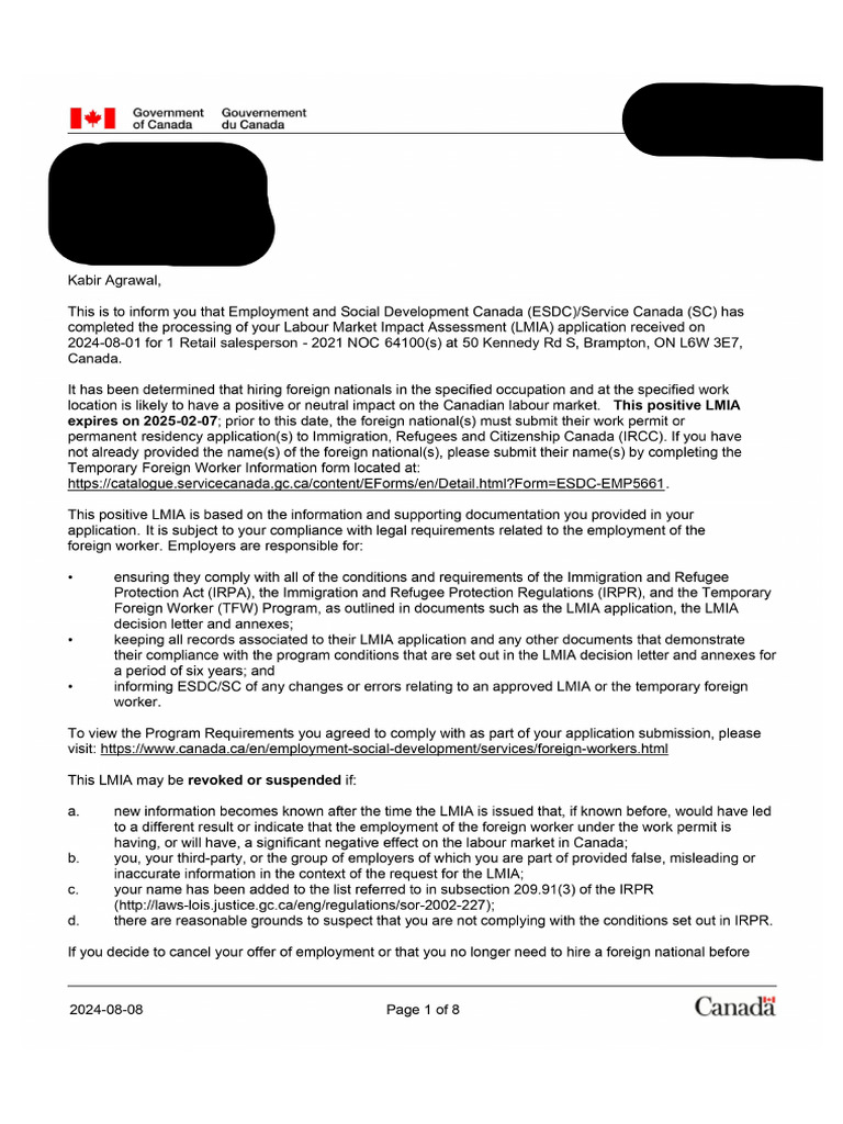 Canada Work Permit | PDF