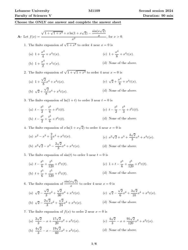m1109 2ndsession 2024 Eng | PDF | Functions And Mappings | Geometry