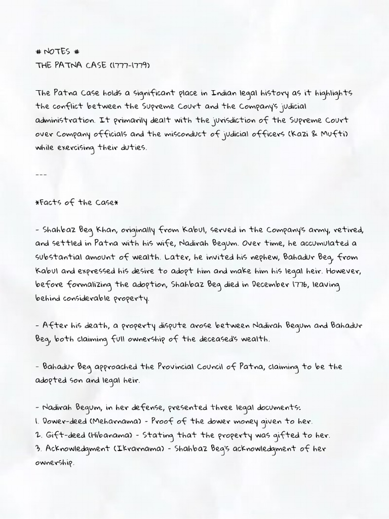 The Patna Case (1777-1779) | PDF