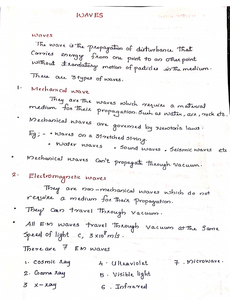 Wave.. Notes Class 11 | PDF