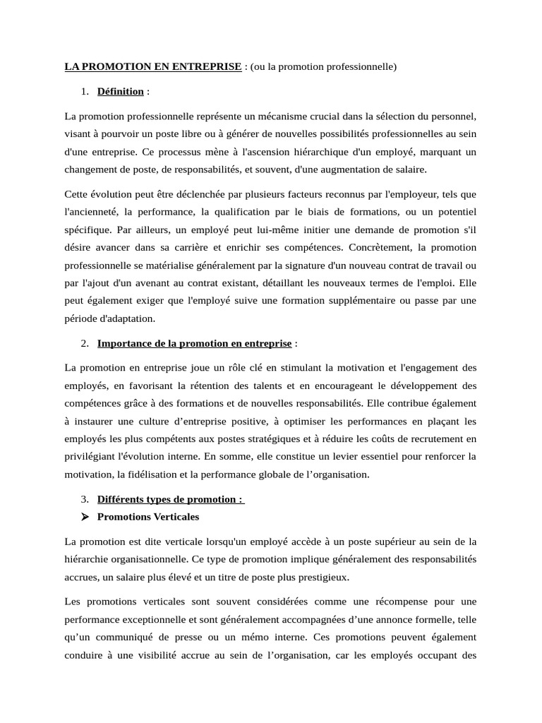 La Promotion en Entreprise Définition | PDF | Business | Motivation