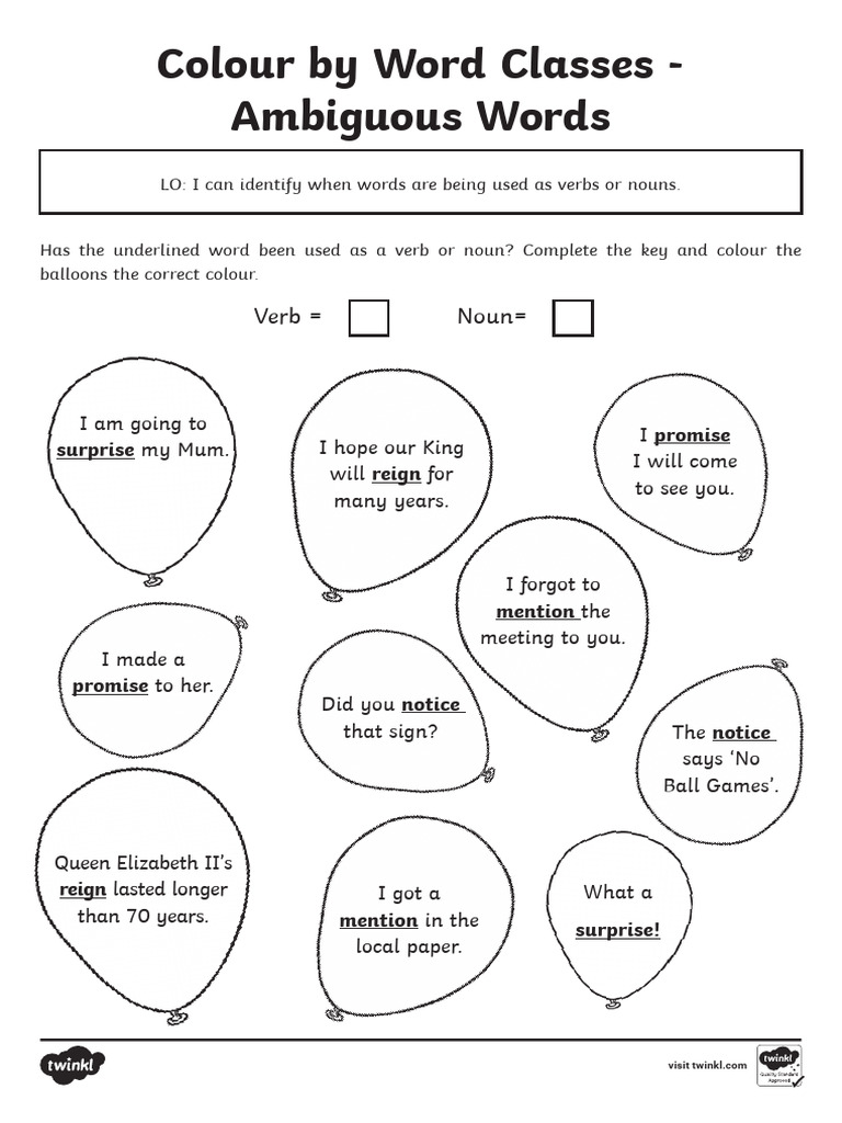 Colour by Word Class Sentences - Ver - 6 | PDF | Part Of Speech | Verb