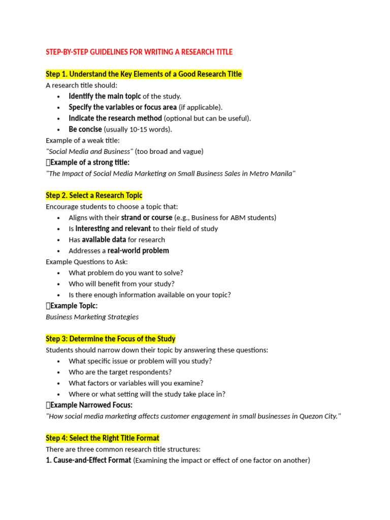 Guidelines For Research Title Defense | PDF | Marketing | Marketing ...