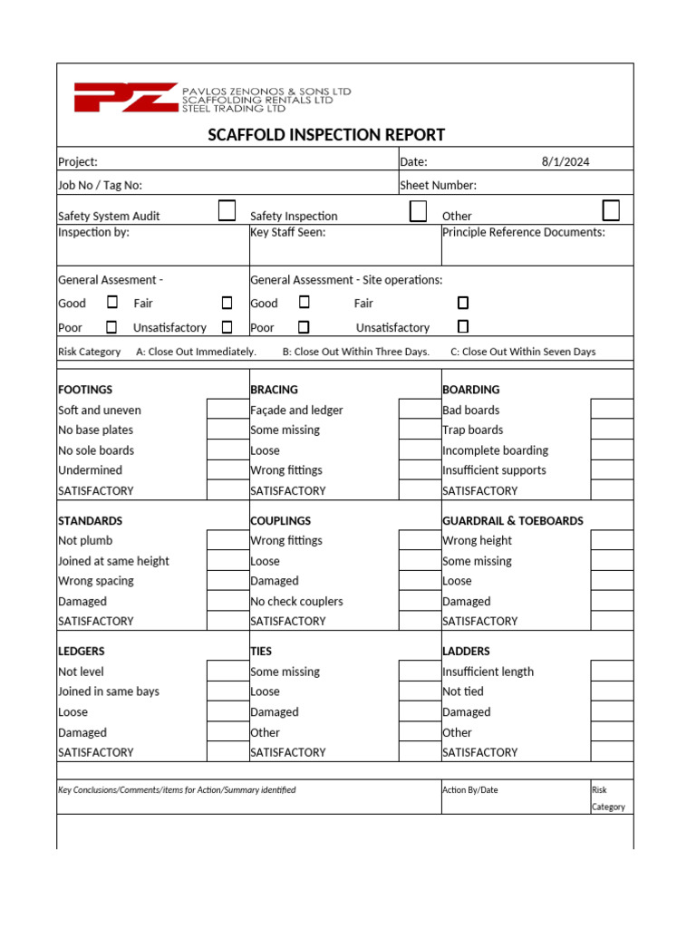 5 - DHSGB Scaffold Inspection Report | PDF | Scaffolding