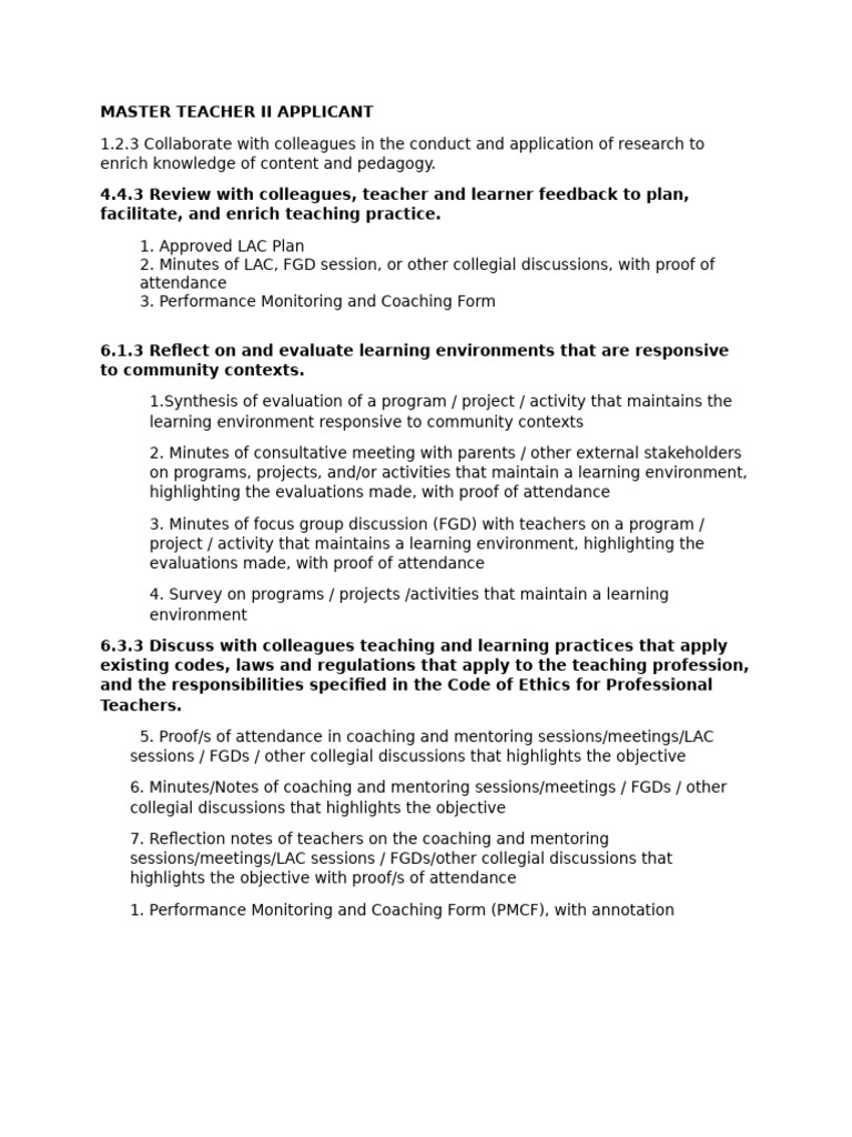 Master Teacher Ii Applicant | PDF | Teachers | Mentorship