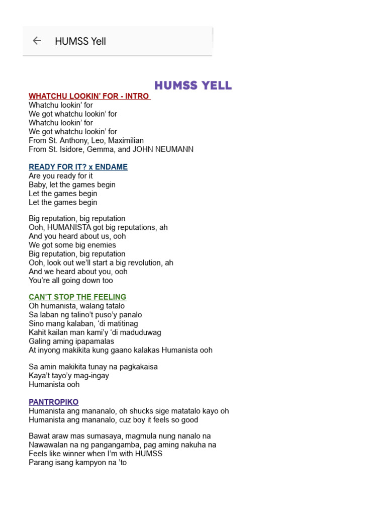 HUMSS Yell | PDF