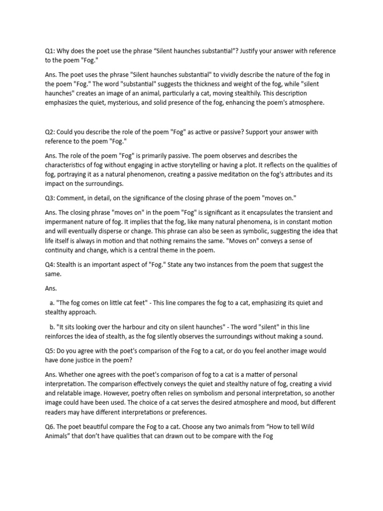 English First Flight Poem Fog | PDF | Poetry