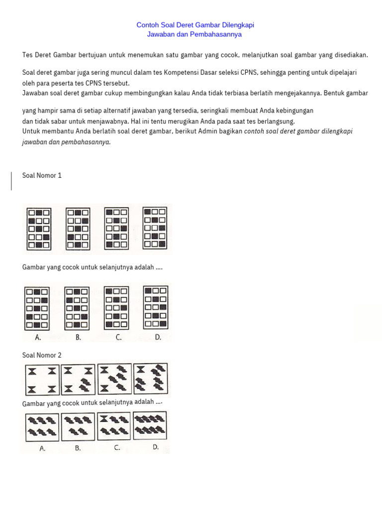 Soal Deret Gambar untuk CPNS dan Pembahasan | PDF