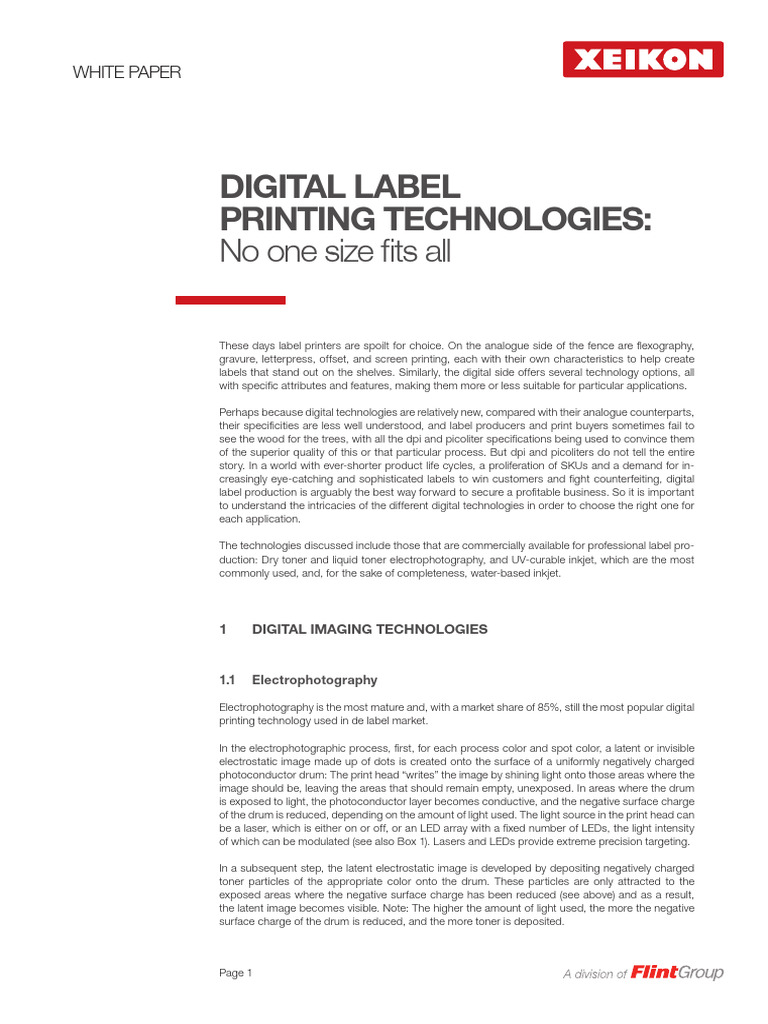 Xeikon Digital Printing White Paper | PDF | Liquids | Ink