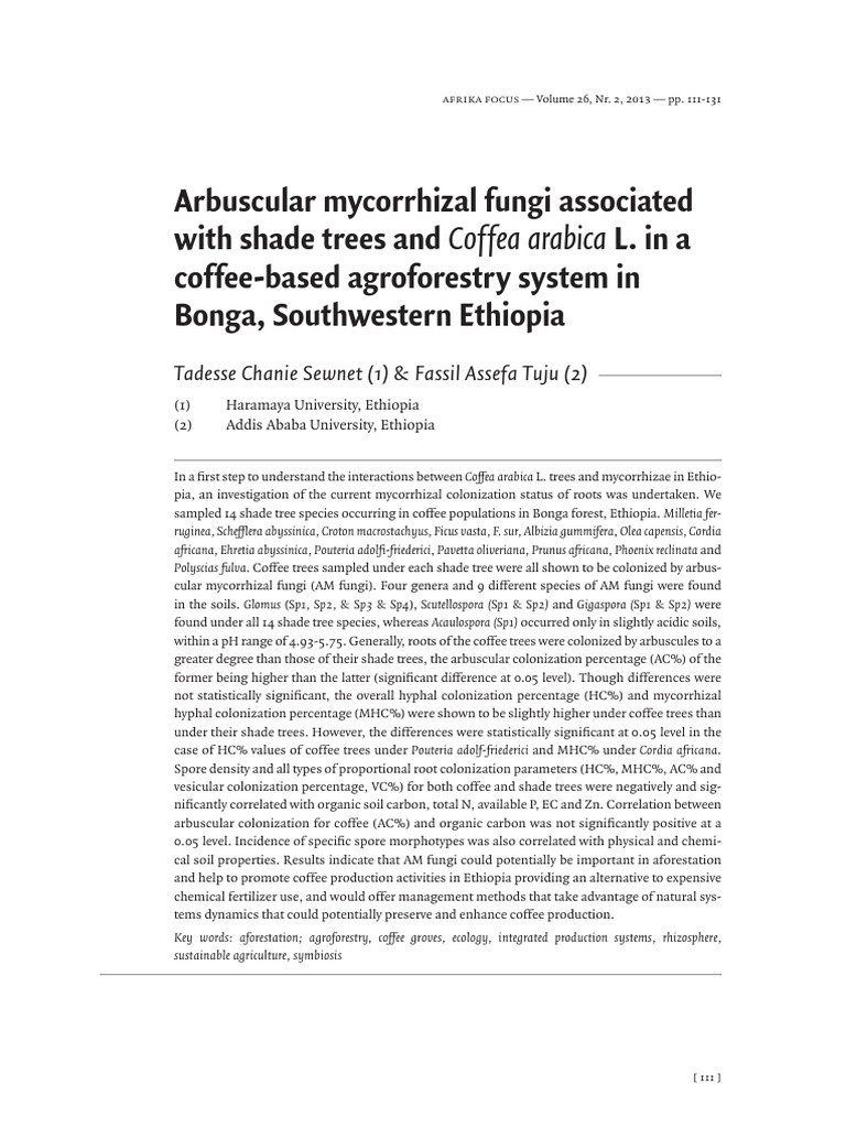 Arbuscular Mycorrhizal Fungi Associated With Shade | PDF | Coffee | Trees