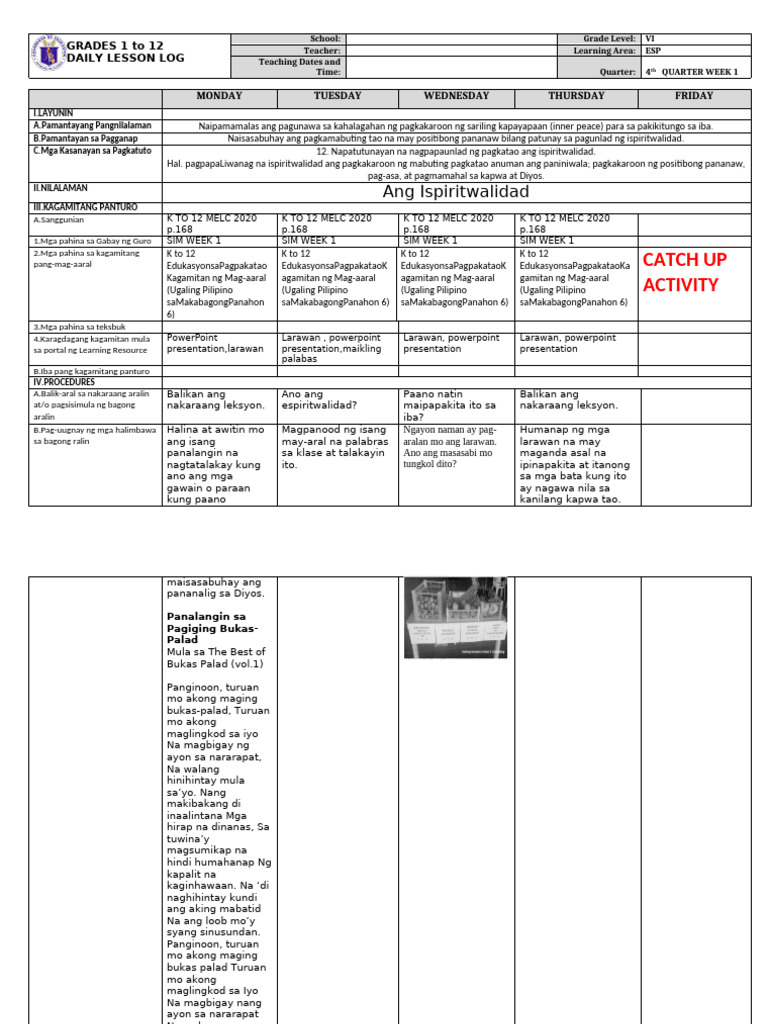 DLL - Esp 6 - Q4 - W1 | PDF
