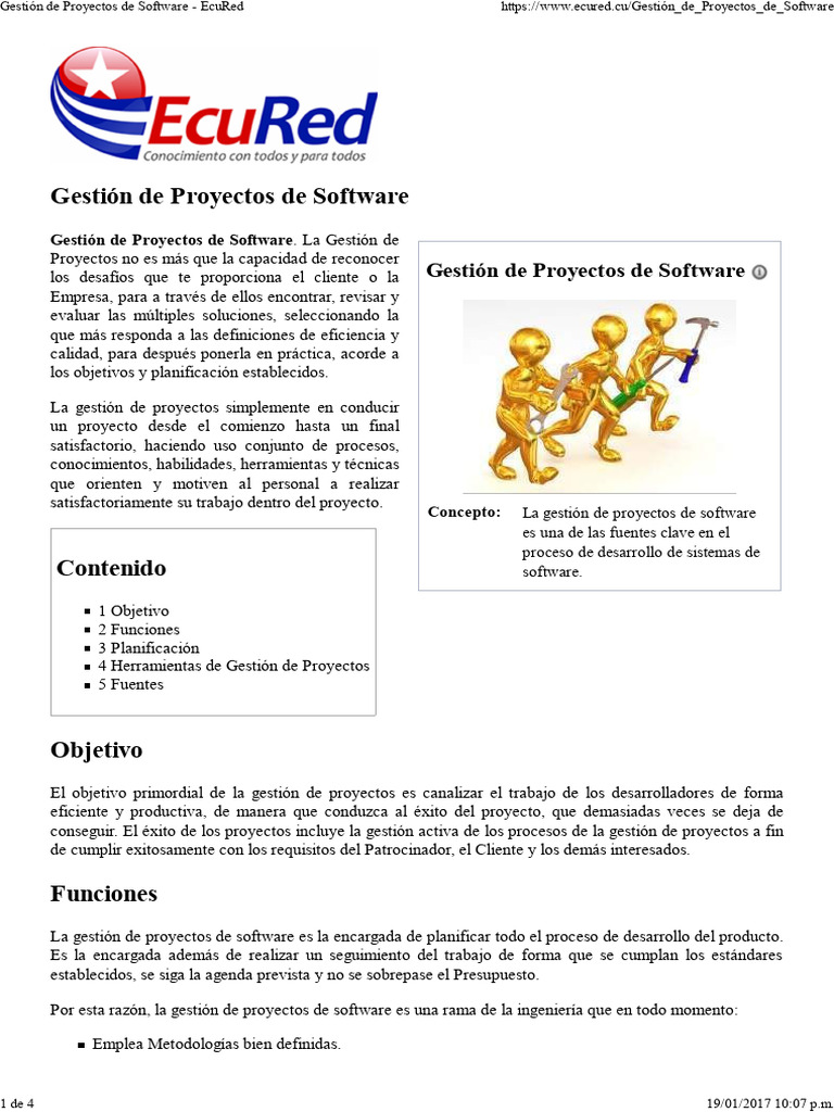 Gestión de Proyectos de Software - EcuRed | PDF | Gestión de proyectos | Software