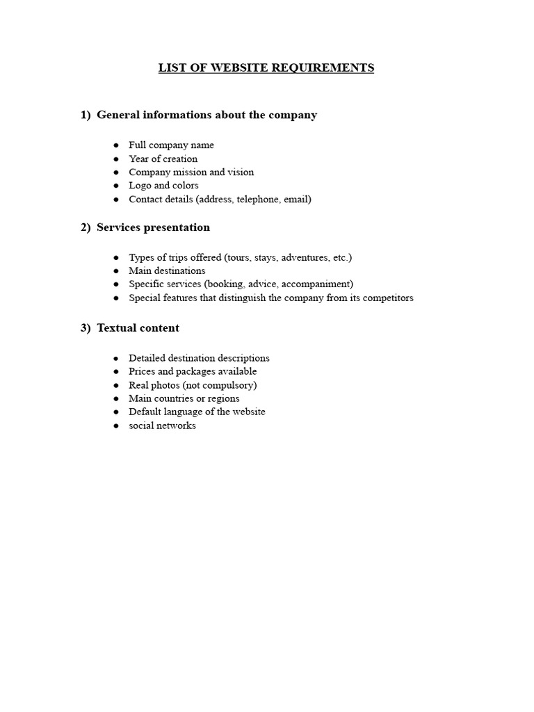 Website Requirements | PDF