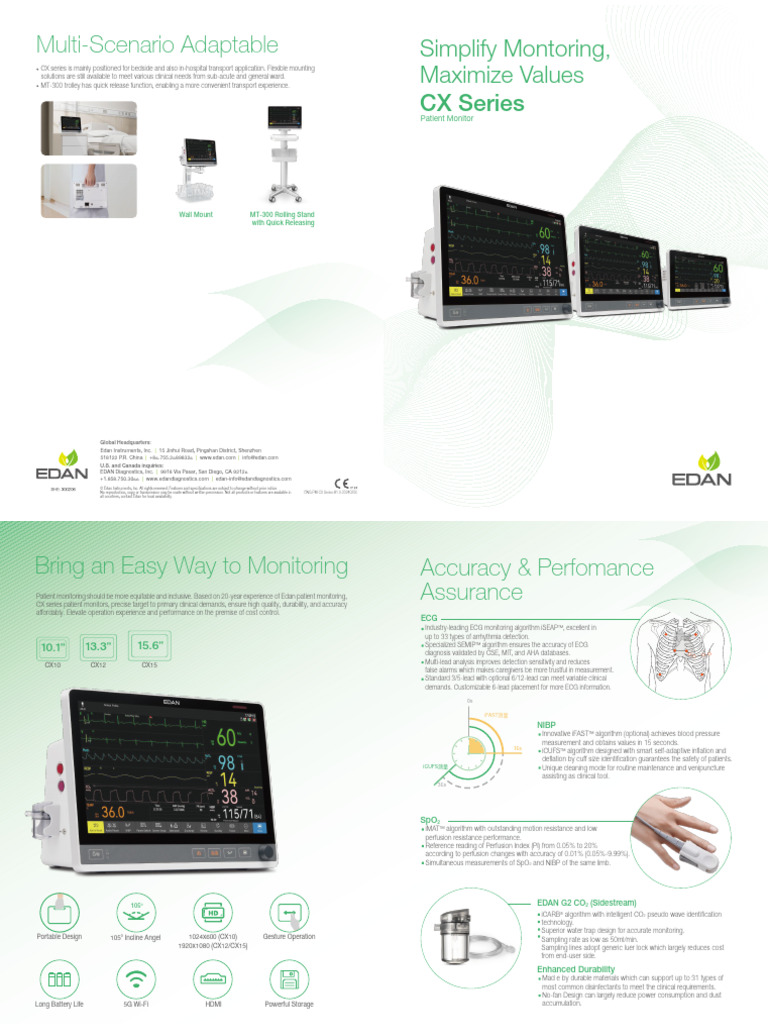 Edan CX Series Patient Monitors Overview | PDF | Monitoring (Medicine ...
