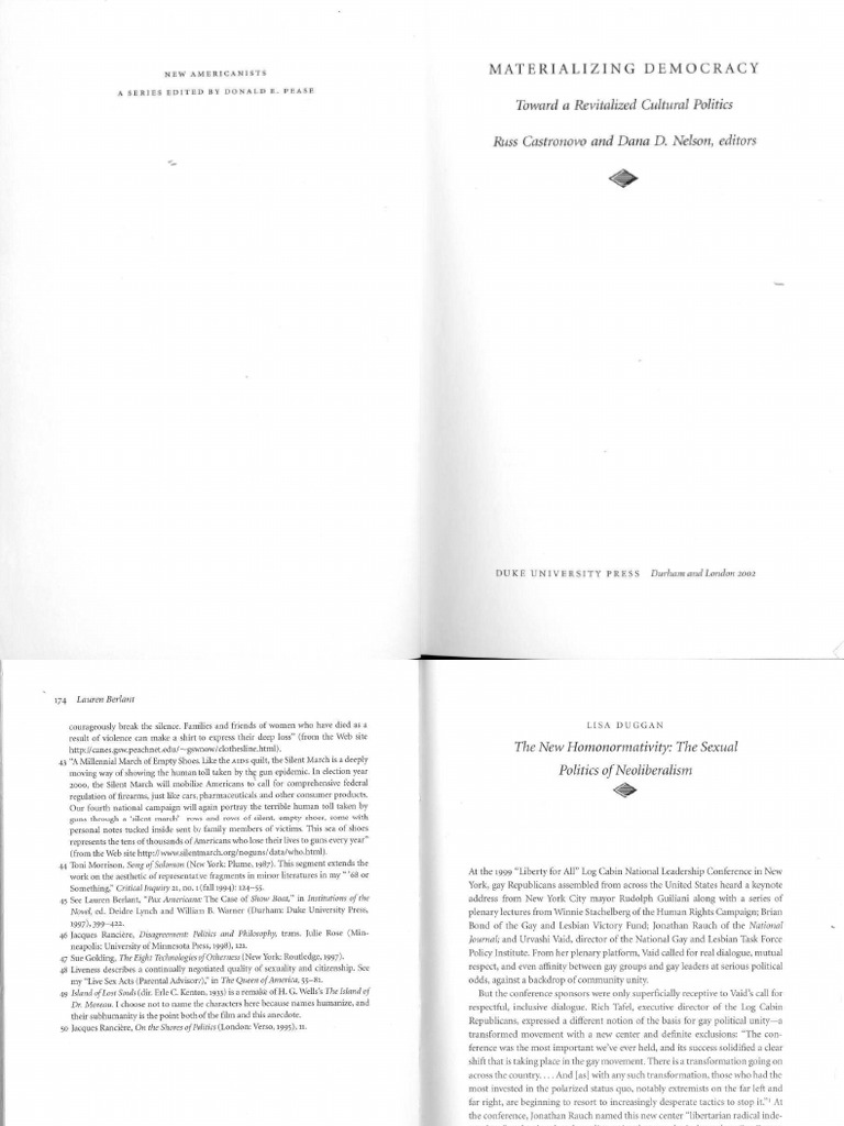 2002 Duggan The-New-Homonormativity | PDF | Neoliberalism | Homosexuality