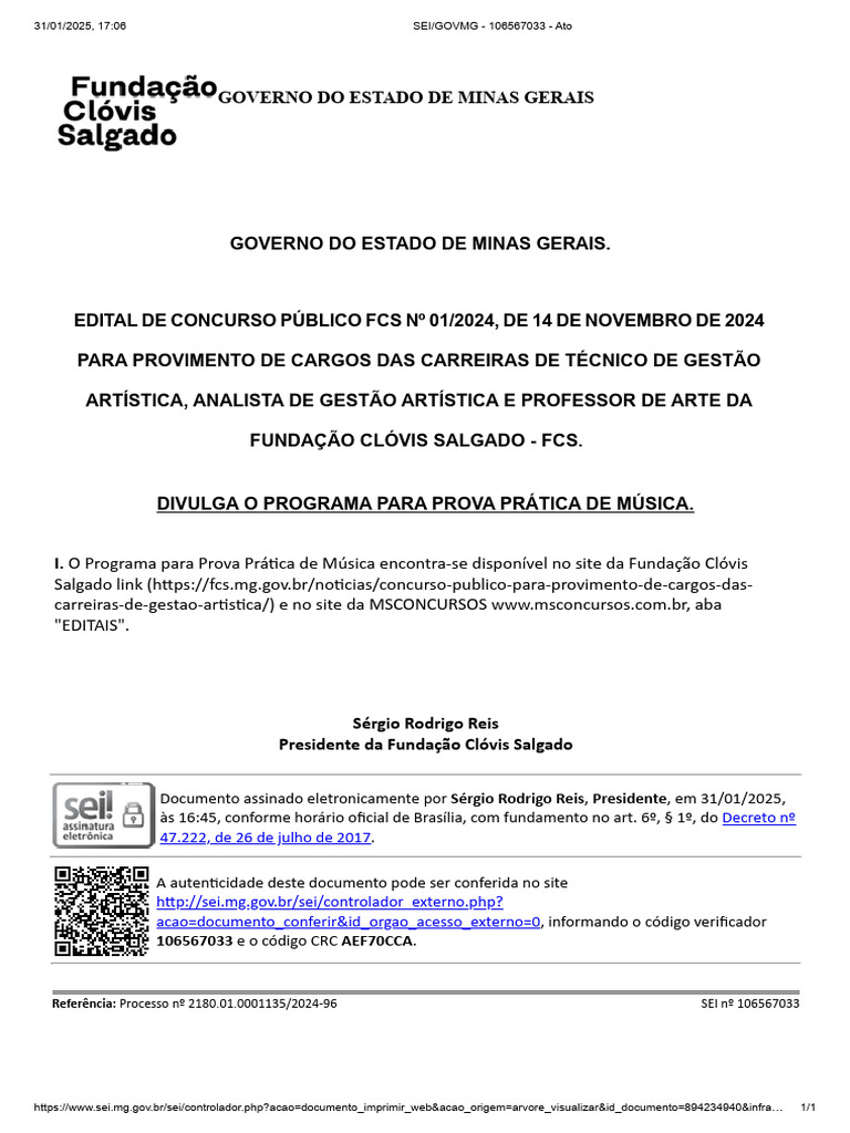 7389--COMUNICADO - CONTEÚDO PROVA PRÁTICA DE MÚSICA | PDF