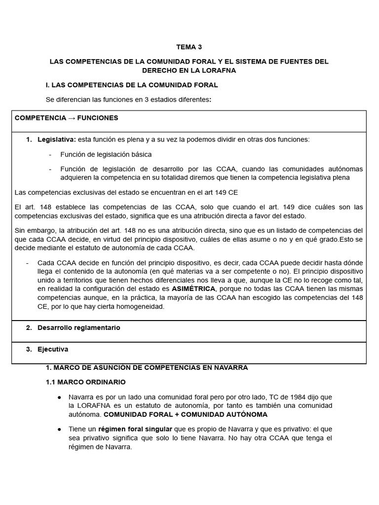 Tema 3 Foral | PDF | Regulación | Parlamento